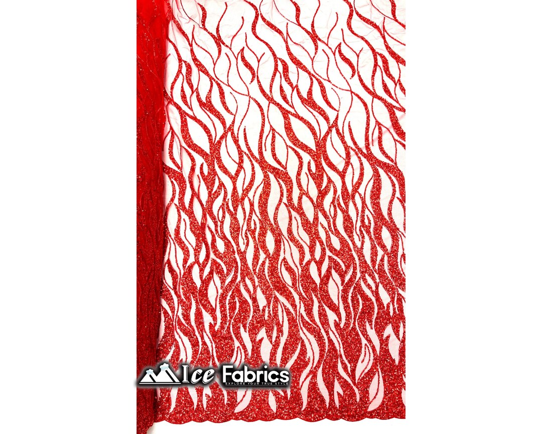 Elegant Embroidery Red Beaded Fabric by Yard | Heavy Handmade Lace ...