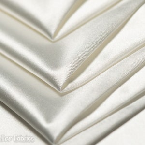 Ivory 4 Way Stretch Silky Spandex Satin Fabric by the Yard | Shiny ...