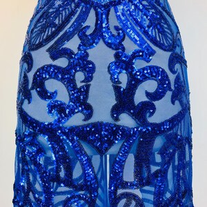 New Royal Blue Sequin Fabric by the Yard/ 4 Way Stretch Sequin Fabric ...
