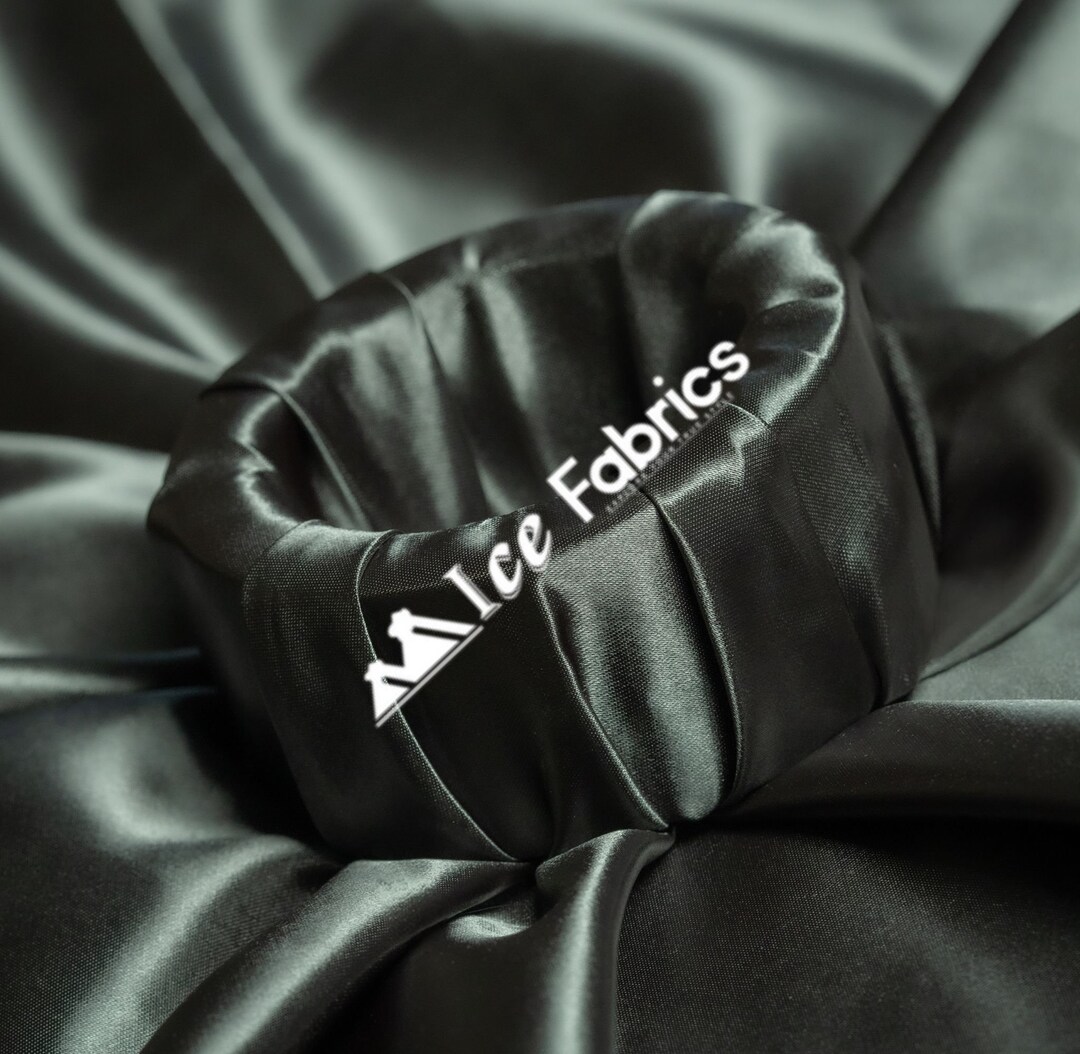 Charcoal Shiny Thick Satin Fabric by the Yard Bridal Satin Fabric (60 ...