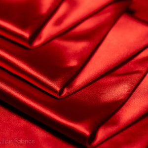 Red 4 Way Stretch Silky Spandex Satin Fabric by the Yard | Shiny Satin ...