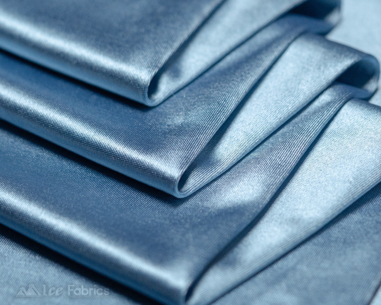 Sky Blue 4 Way Stretch Silky Spandex Satin Fabric by the Yard | Shiny ...