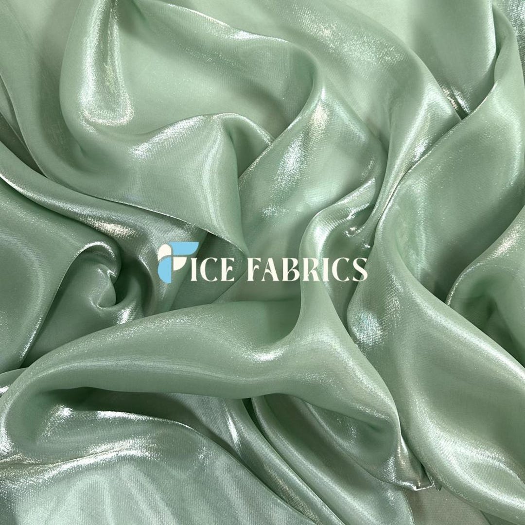 Sage Iridescent Reflective Liquid Chiffon Fabric by the Yard (60” Wide ...