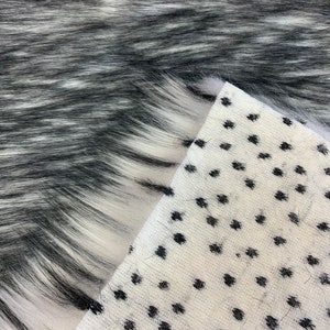 New ( Gray ) Husky Faux Fur Fabric by the Yard_ Shaggy Long Pile Fake ...