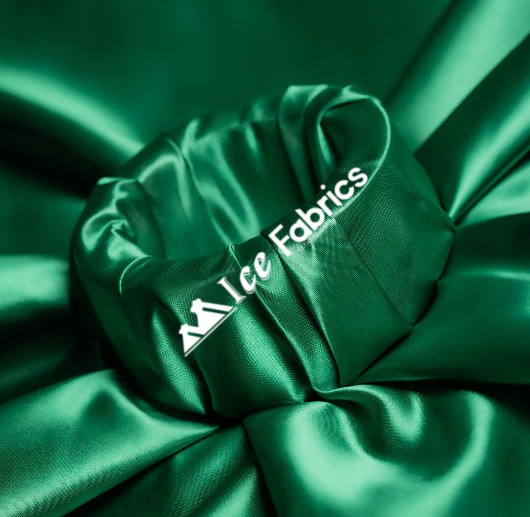 Hunter Green Shiny Thick Satin Fabric by the Yard Bridal Satin Fabric ...