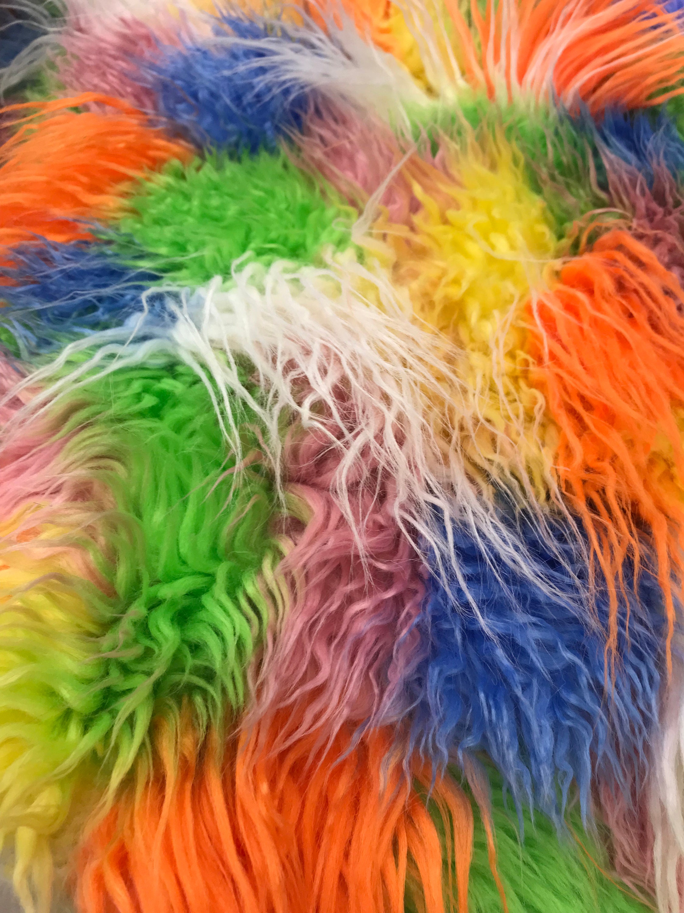Rainbow Striped Faux Fur Rainbow 2 by the Yard Diy Costume | Etsy