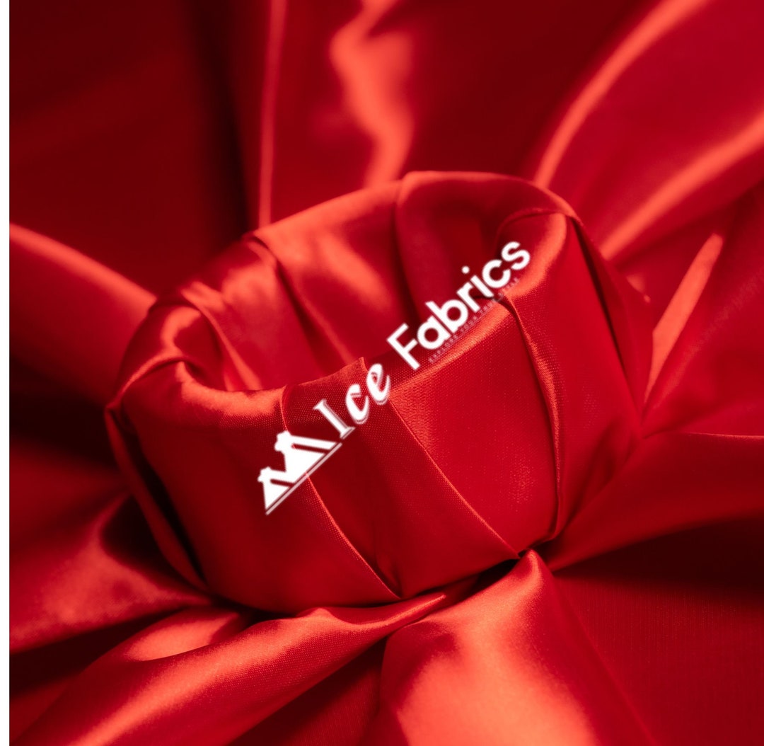 Red Shiny Thick Satin Fabric by the Yard Bridal Satin Fabric (60” Wide ...