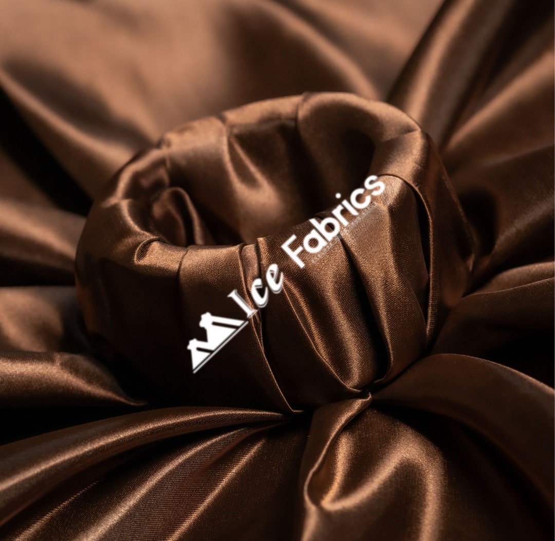 Brown Shiny Thick Satin Fabric by the Yard Bridal Satin Fabric (60 ...