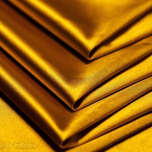 Gold 4 Way Stretch Silky Spandex Satin Fabric by the Yard | Shiny Satin ...