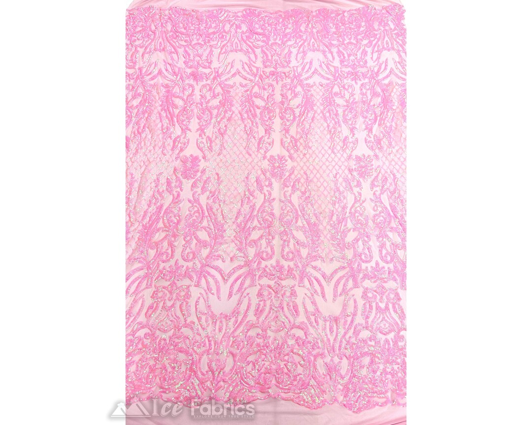 Gorgeous Iridescent Bubble Gum Pink Stretch Spandex Sequin Fabric by ...