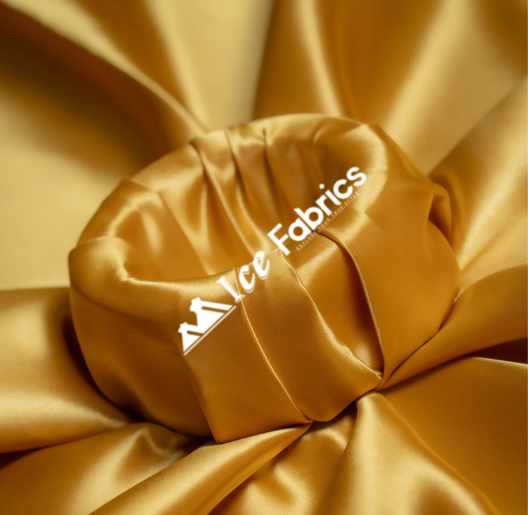 Light Gold Shiny Thick Satin Fabric by the Yard Bridal Satin Fabric (60 ...