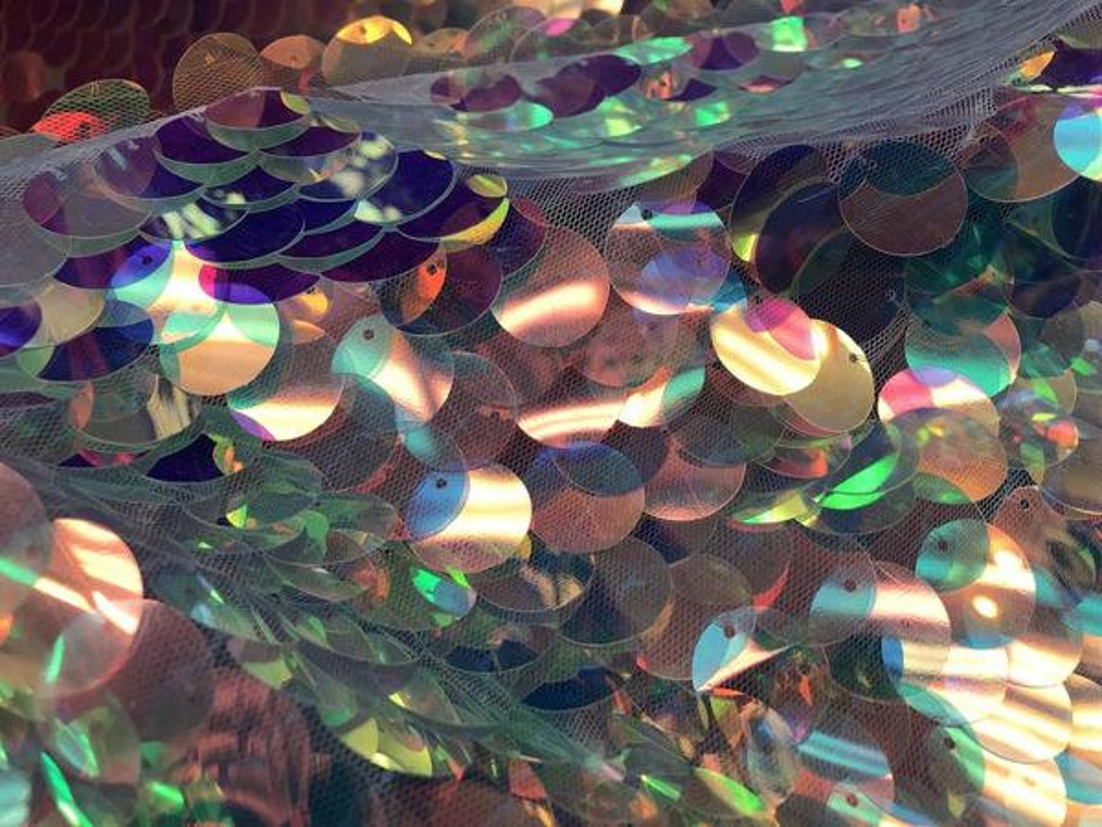 2020 Sequins Iridescent Mesh Sequins Hologram Fabric Sold By | Etsy