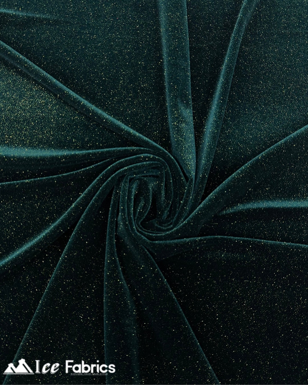 Hunter Green Velvet Fabric by the Yard | Shiny Glitter Spandex Fabric ...