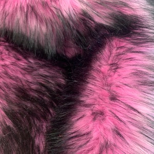 New ( Pink ) Husky Faux Fur Fabric by the Yard_ Shaggy Long Pile Fake ...