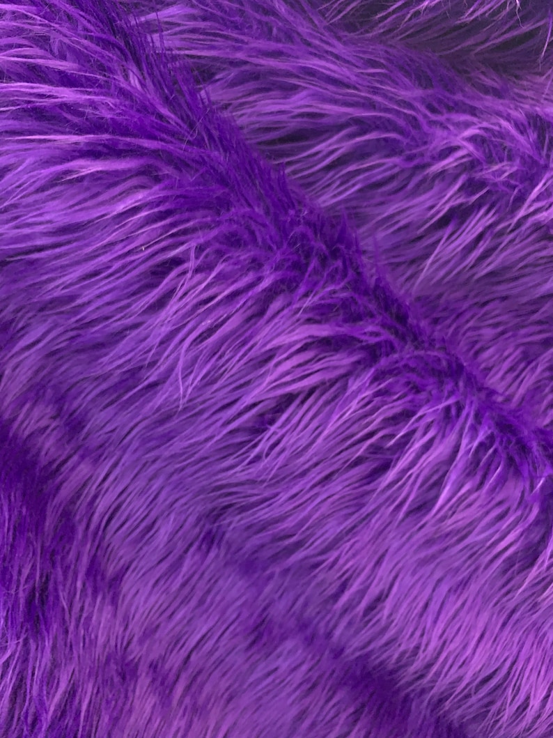 Purple- Canadian Faux Fur Fabric by the Yard- Mongolian Long Pile Fur ...