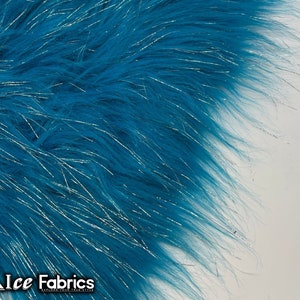 Tinsel Shaggy Long Pile Faux Fur Fabric by the Yard | Turquoise | 60 ...