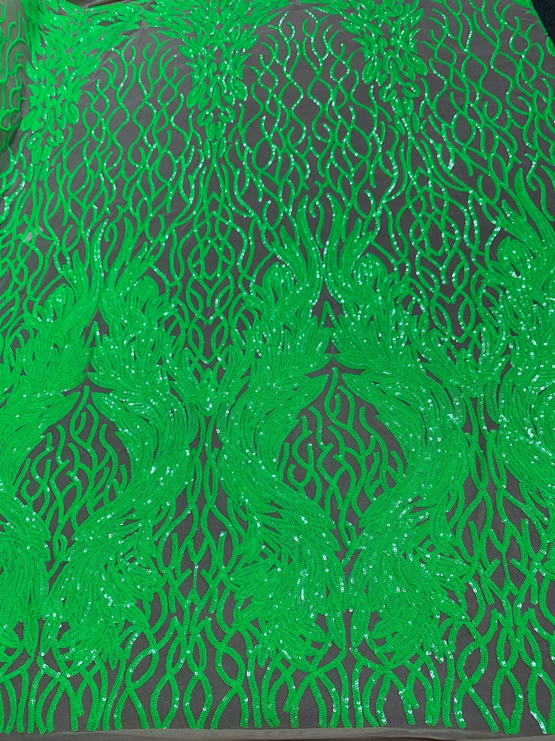 Neon Green Iridescent Fabric- 4 Way Stretch SEQUIN FABRIC by the Yard ...