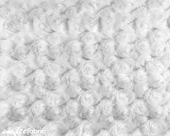 White Rose Rosette Minky Fabric by the Yard 4 Way Stretch | Etsy