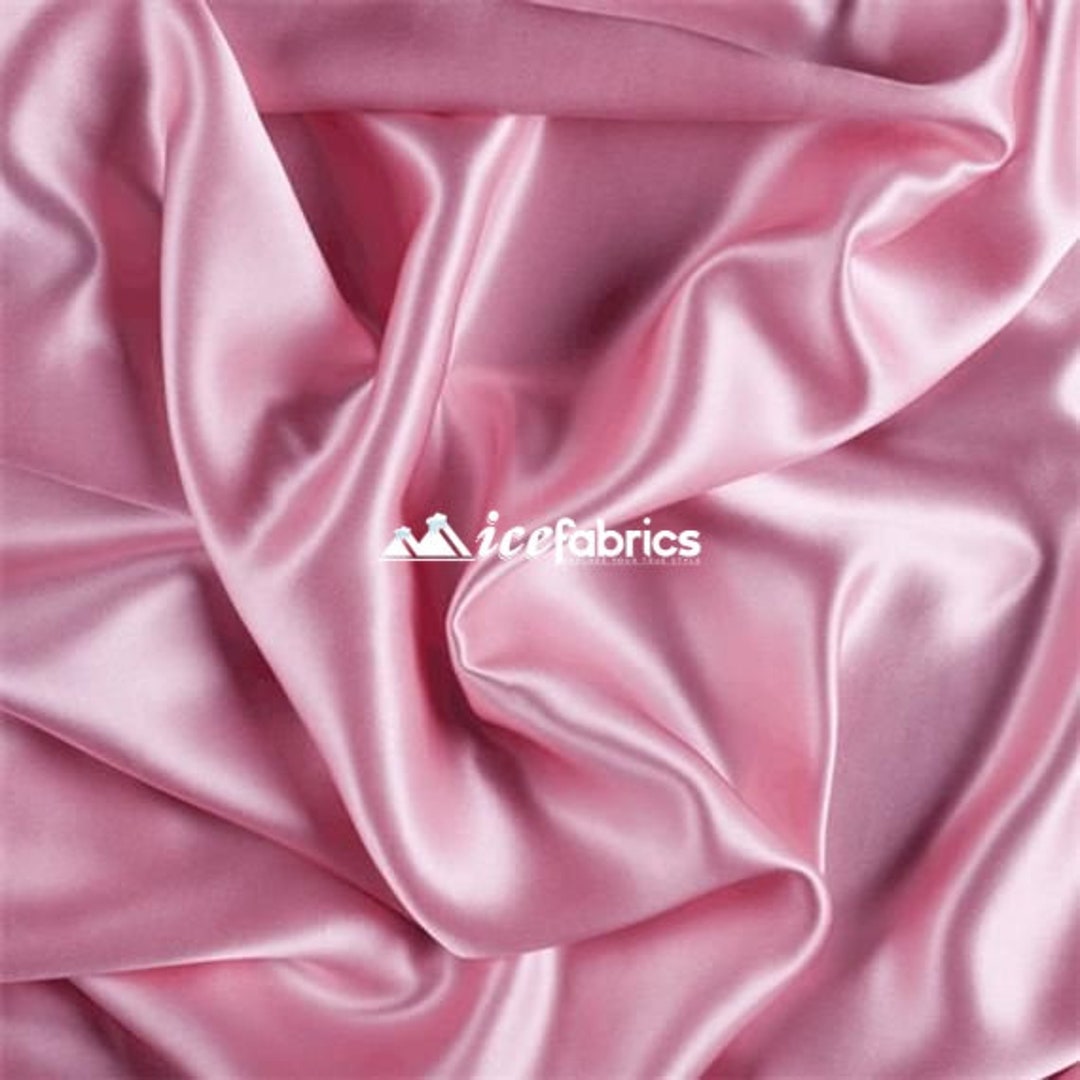 Candy Pink- Soft Silky Shiny Stretch Charmeuse Satin Fabric by the Yard- Thin Satin- %5 Spandex ...