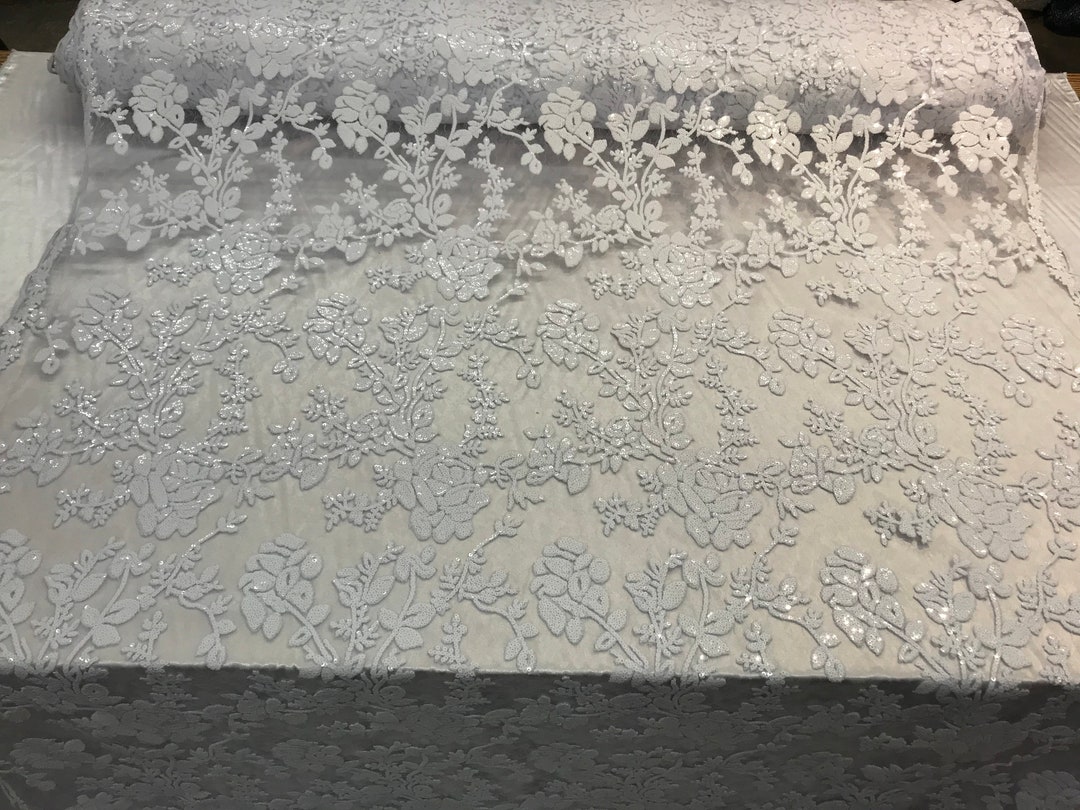 White Sequins Bridal Fashion Women Wedding Dress Fabric Decoration ...