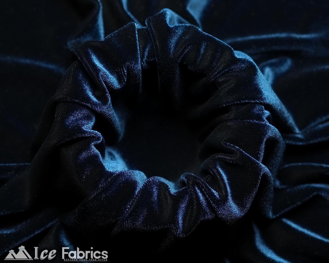Smooth Navy Blue 4 Way Stretch Velvet Fabric by the Yard | Polyester ...