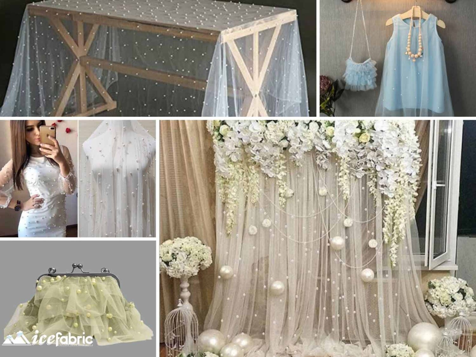 New Lavender Pearl Beaded Fabric on a Soft Tulle by the Yard ...