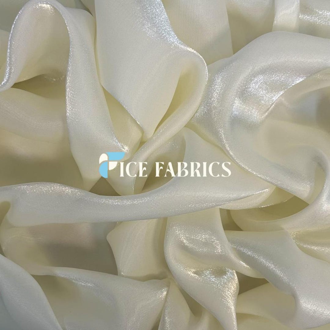 Ivory Iridescent Reflective Liquid Chiffon Fabric by the Yard (60” Wide ...