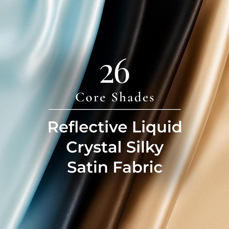 Reflective Liquid Thick Silky Satin Fabric - 58” Wide Crystal Shiny Two ...