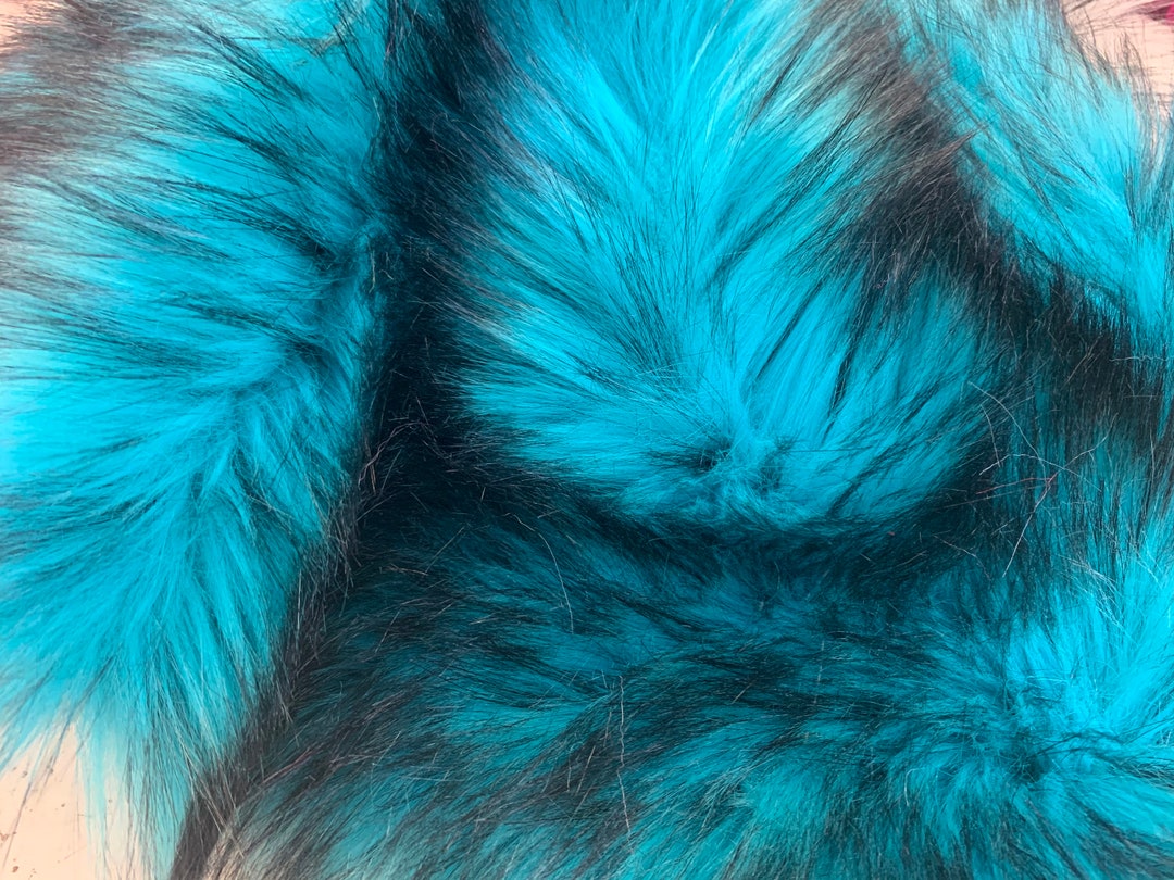 New ( Turquoise ) Husky Faux Fur Fabric by the Yard_ Shaggy Long Pile ...