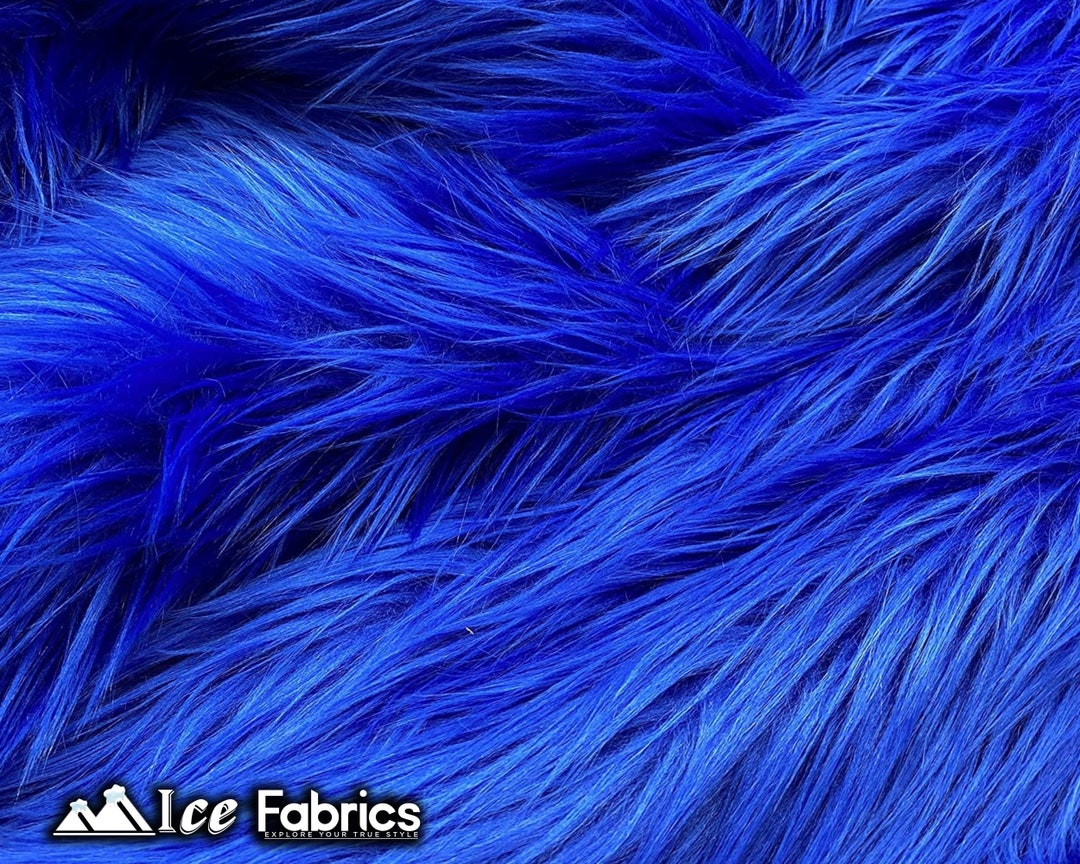 Royal Blue Shaggy Mohair Animal Long Pile Faux Fur Fabric by the Yard ...