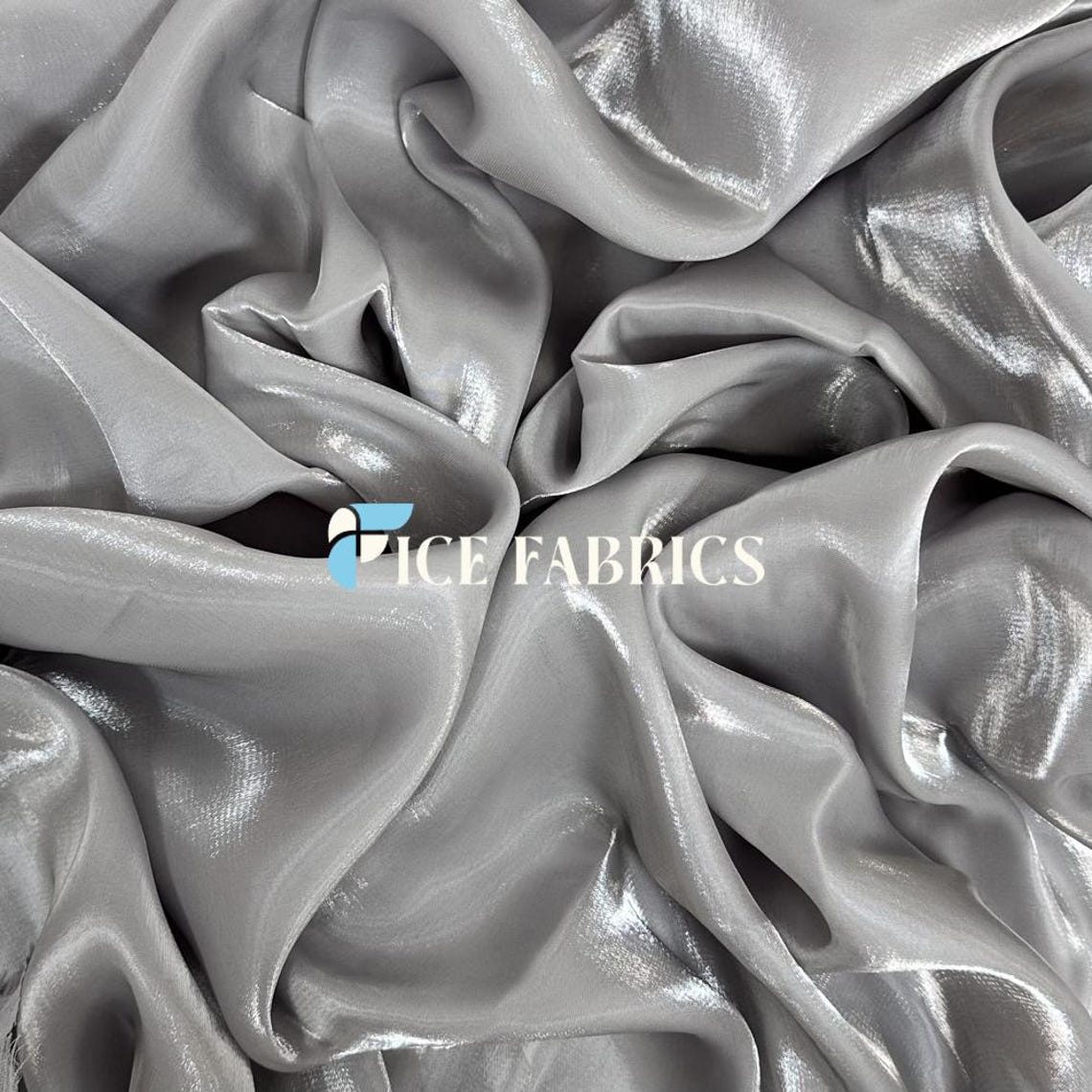 Silver Iridescent Reflective Liquid Chiffon Fabric by the Yard (60 ...
