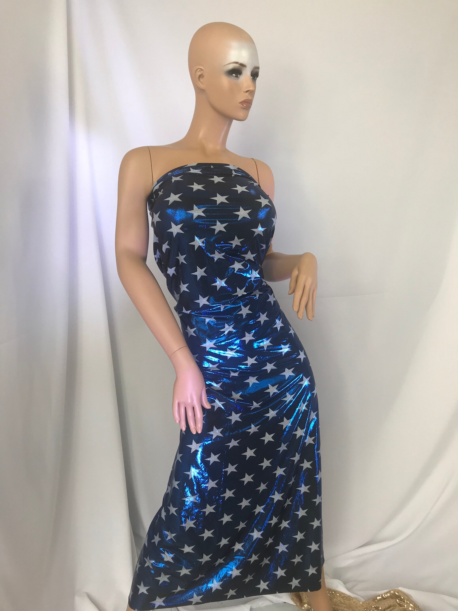 Star Fabric Spandex 4 Way Stretch Navy & White by the Yard | Etsy