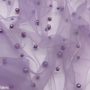 New Lavender Pearl Beaded Fabric on a Soft Tulle by the Yard ...
