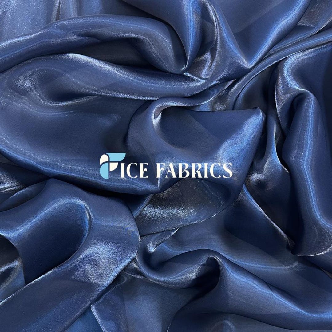 Navy Blue Iridescent Reflective Liquid Chiffon Fabric by the Yard (60 ...