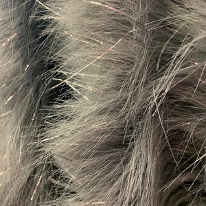 Animal Fake Faux Fur Fabric by the Yard ( 2 Tone Shiny Tinsel GRAY ...