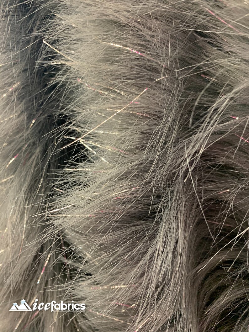 Animal Fake Faux Fur Fabric by the Yard 2 Tone Shiny Tinsel - Etsy