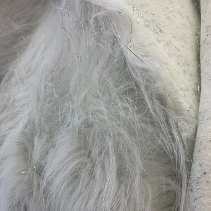Animal Fake Faux Fur Fabric by the Yard ( 2 Tone Shiny Tinsel WHITE ...
