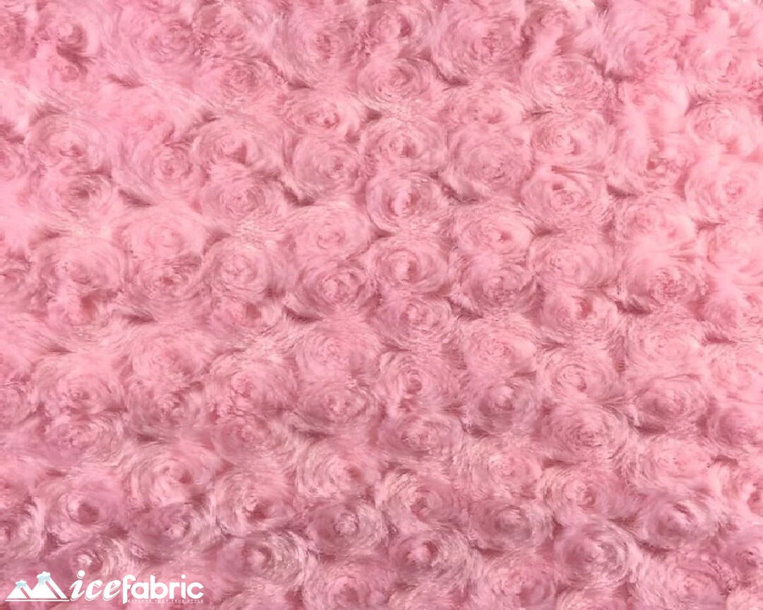 Peach Rose Rosette Minky Fabric by the Yard 4 Way Stretch Fabric Ultra ...