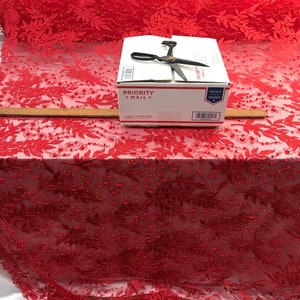 Red Shop Design Beaded Fabric,lace Fabric by the Yard-embroider Beaded ...