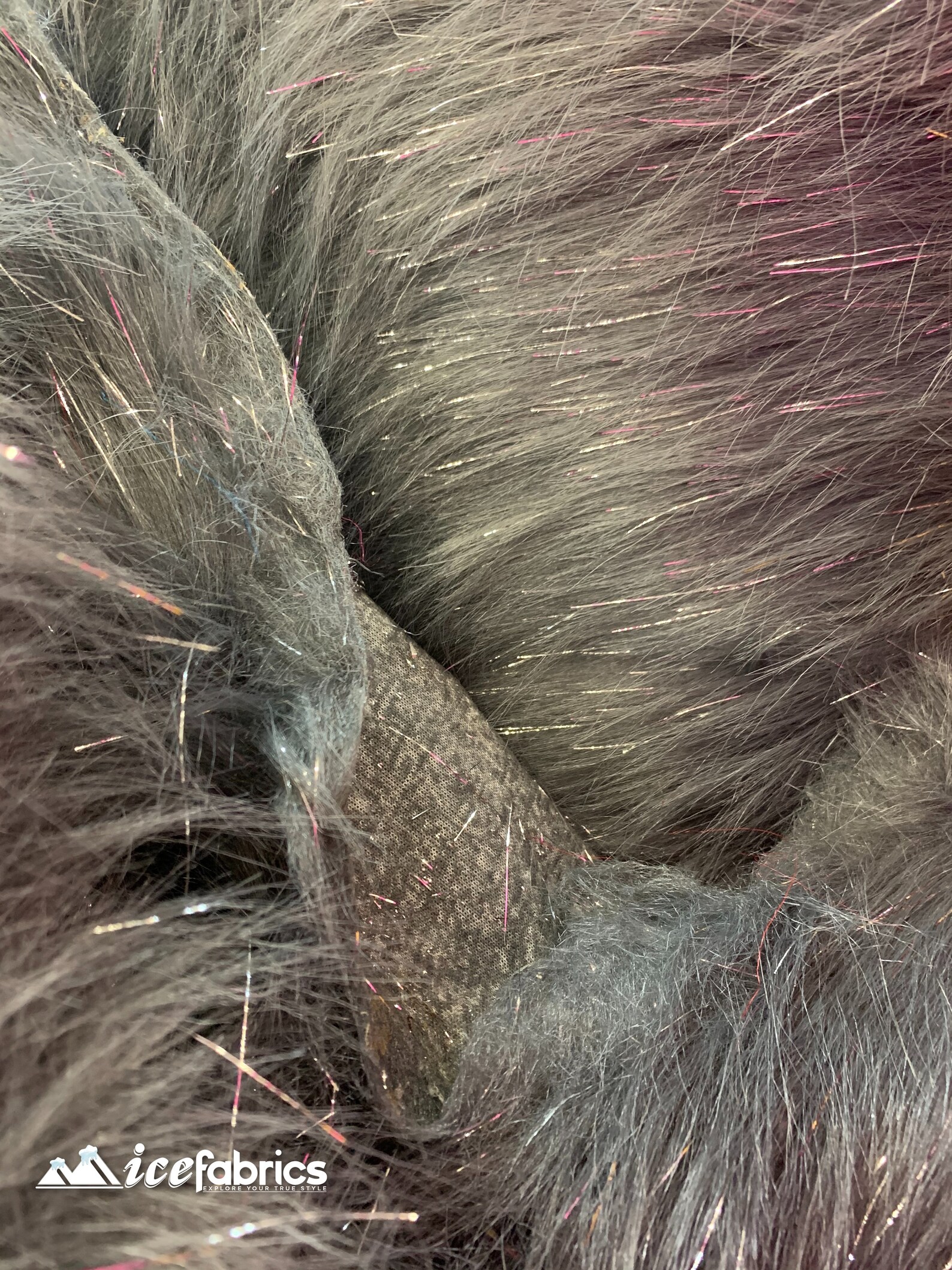 Animal Fake Faux Fur Fabric by the Yard ( 2 Tone Shiny Tinsel GRAY ...