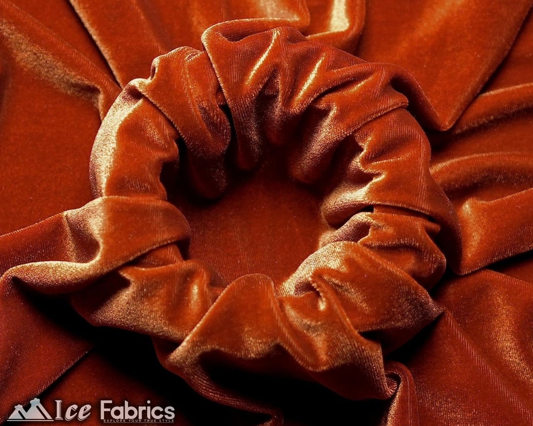 Smooth Rust 4 Way Stretch Velvet Fabric by the Yard | Polyester Spandex ...