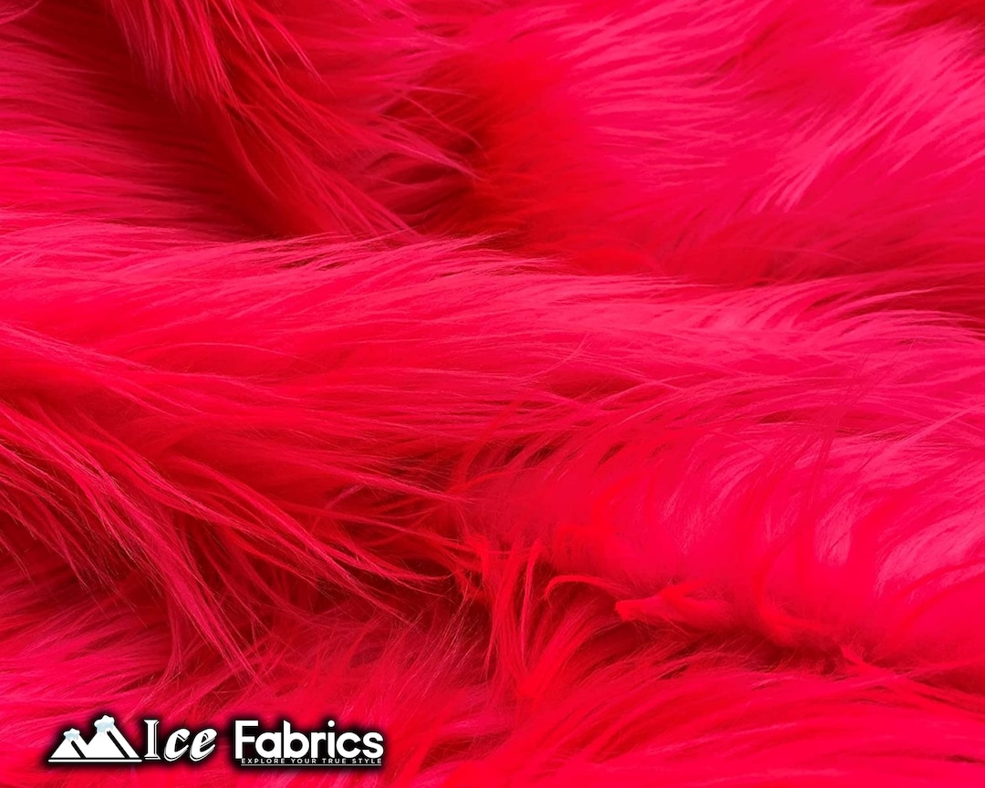 Neon Pink Shaggy Mohair Animal Long Pile Faux Fur Fabric by the Yard ...