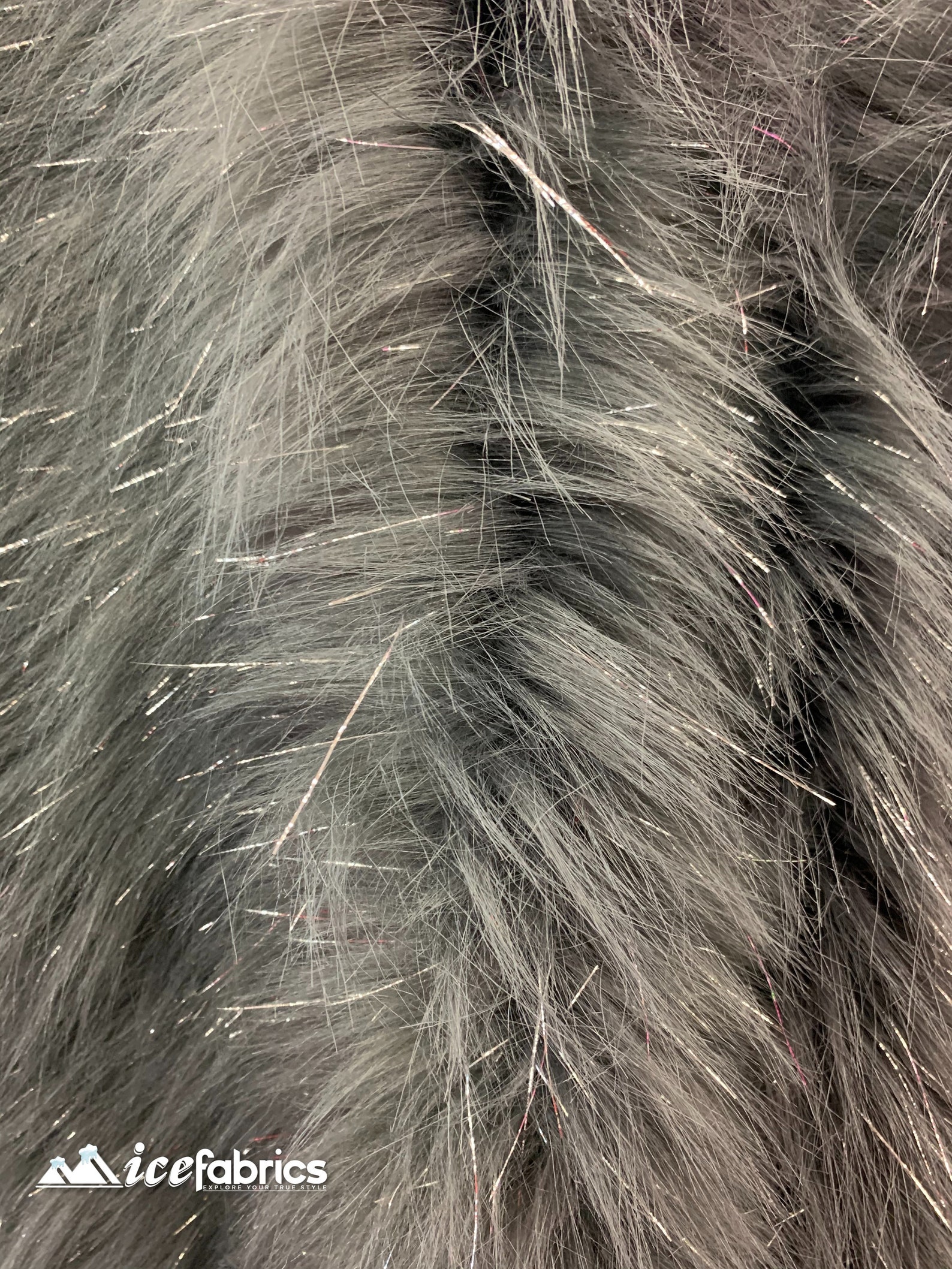 Animal Fake Faux Fur Fabric by the Yard ( 2 Tone Shiny Tinsel GRAY ...