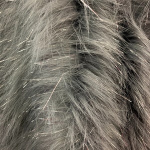 Animal Fake Faux Fur Fabric by the Yard ( 2 Tone Shiny Tinsel GRAY ...