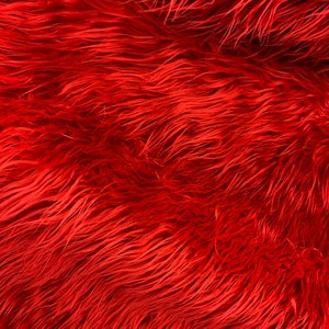 Red- Canadian Faux Fur Fabric by the Yard- Mongolian Long Pile Fur ...
