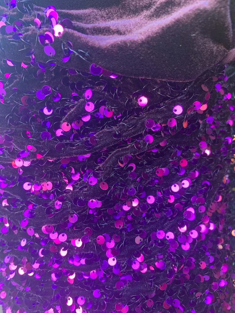 Purple Sequin Fabric by the Yard/ Sequin Stretch Velvet Fabric ...