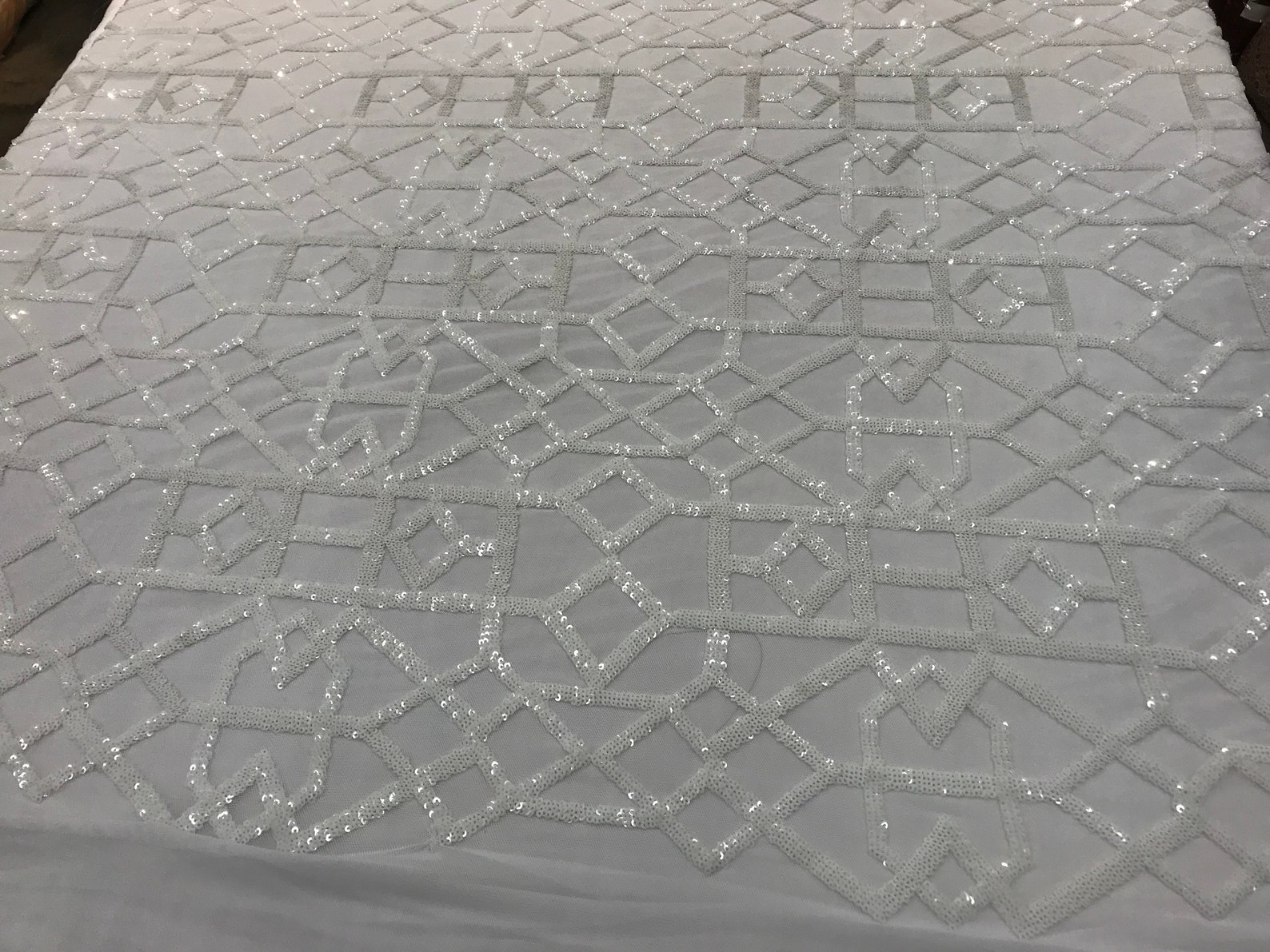 Ivory Sequins Sequins 4 Way Stretch on A Mesh Lace Embroidery - Etsy