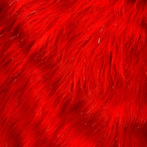 Animal Fake Faux Fur Fabric by the Yard ( 2 Tone Shiny Tinsel RED) Long ...