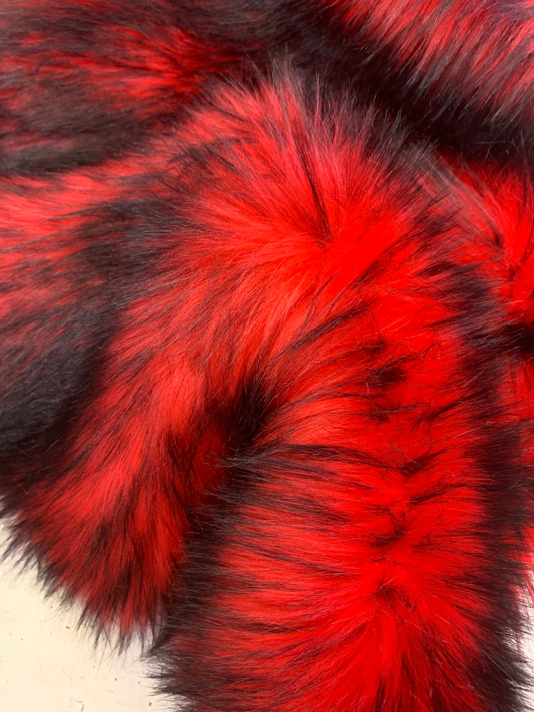 New ( Red ) Husky Faux Fur Fabric by the Yard_ Shaggy Long Pile Fake ...