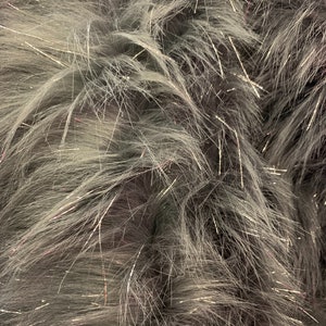 Animal Fake Faux Fur Fabric by the Yard ( 2 Tone Shiny Tinsel GRAY ...